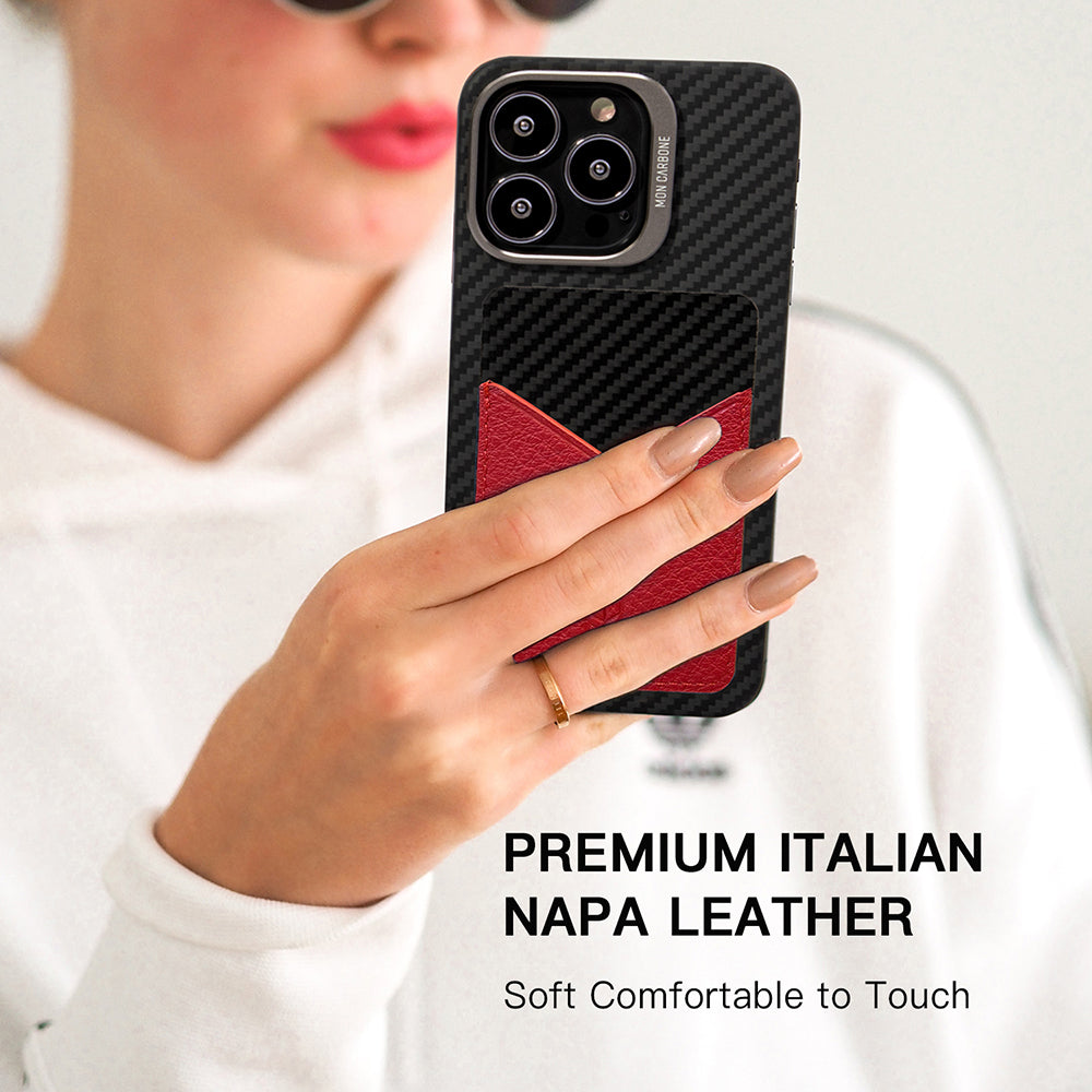 Italian NAPA Leather Wallet Case for iPhone 13 – Scarlet Red