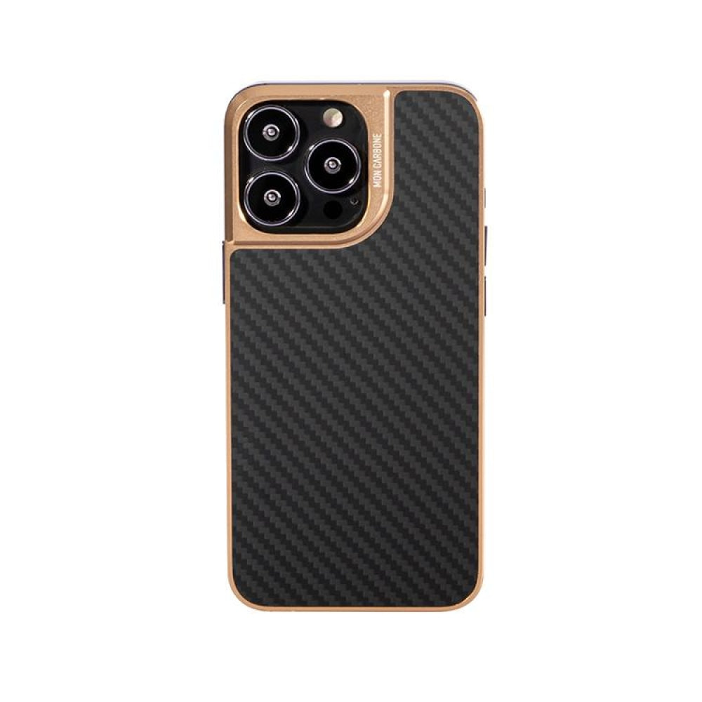 Aluminum Ballistic Fiber Backplate for iPhone 13 – Gold Stealth Black